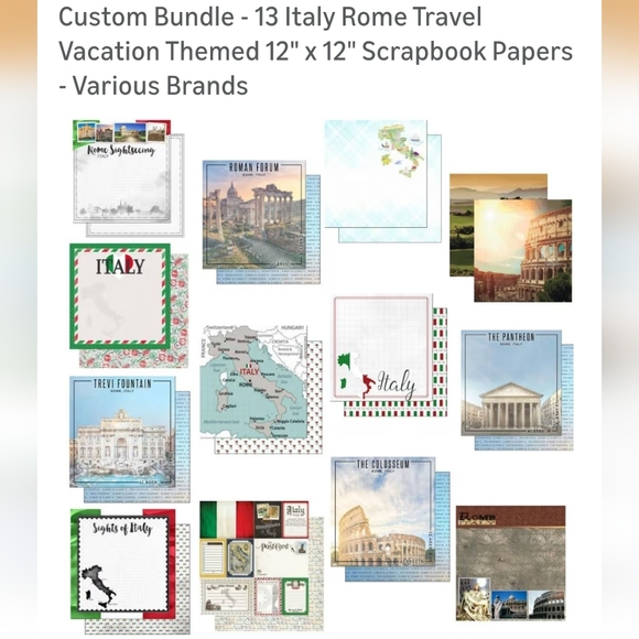 Other | Rome Italy Themed Scrapbook Paper Set Bnip | Poshmark